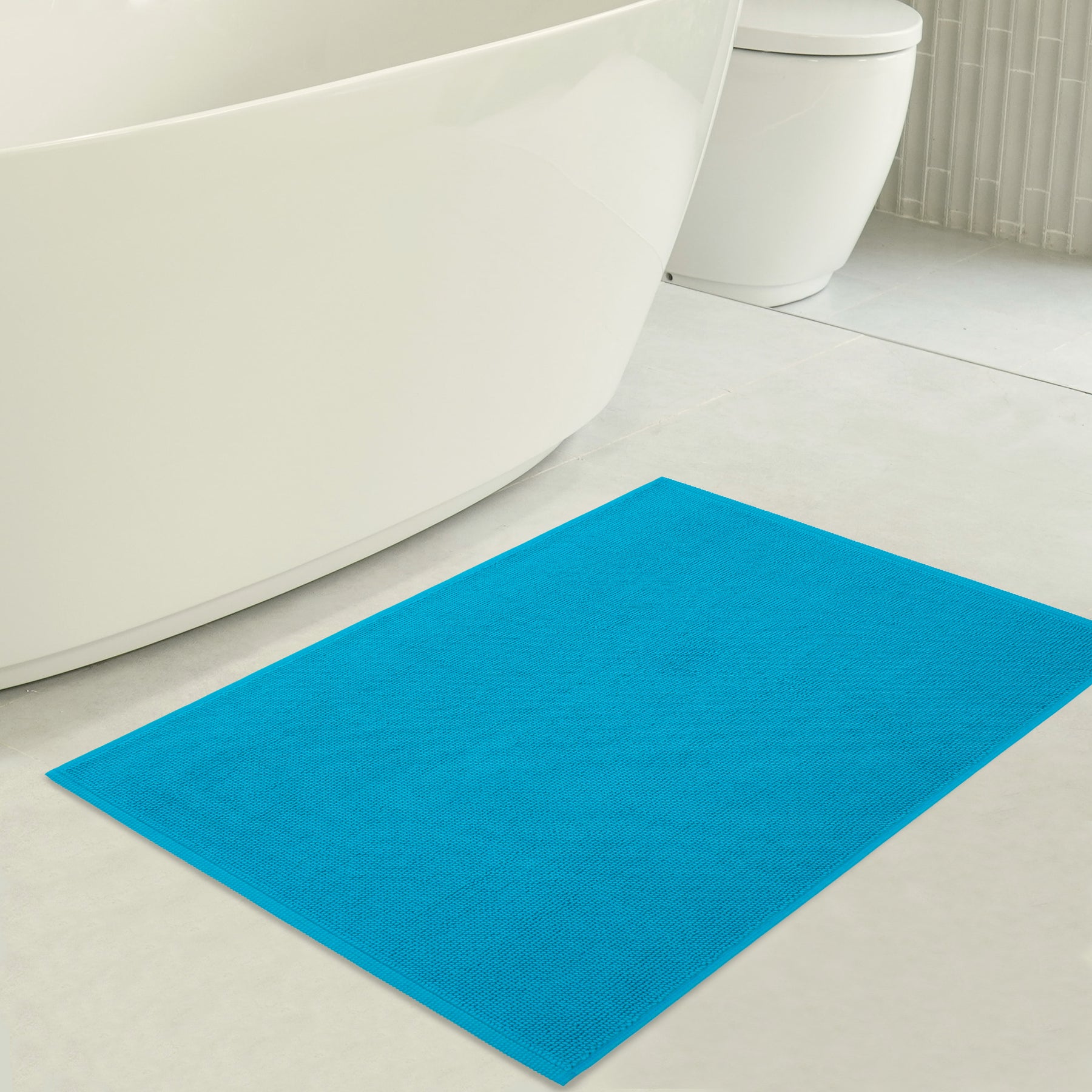 17x24 Inch Premium Bath Rugs 100% Cotton Slip Resistant Bottom Base