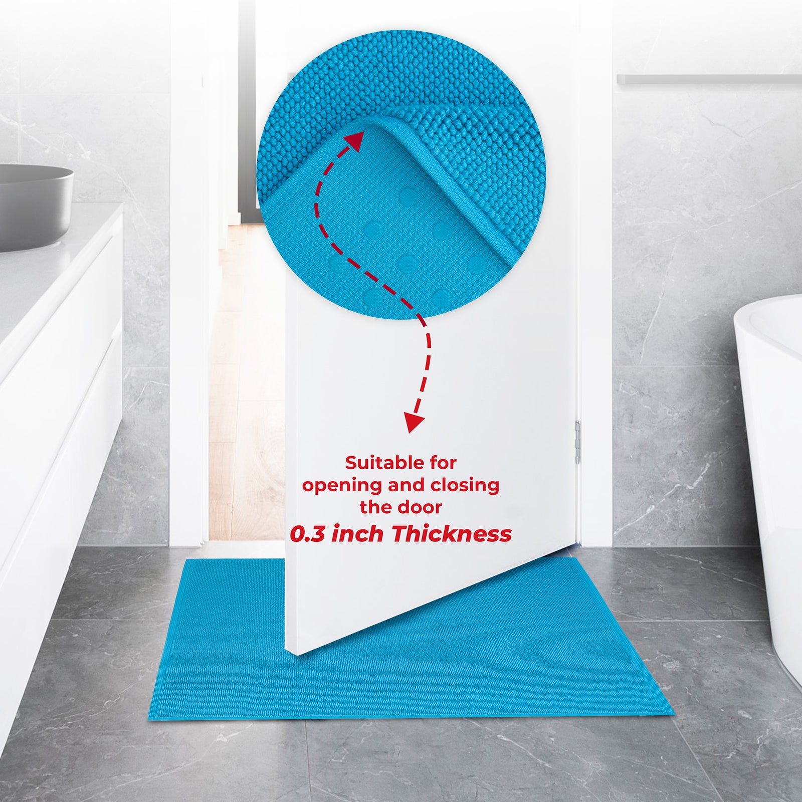 17x24 Inch Premium Bath Rugs 100% Cotton Slip Resistant Bottom Base