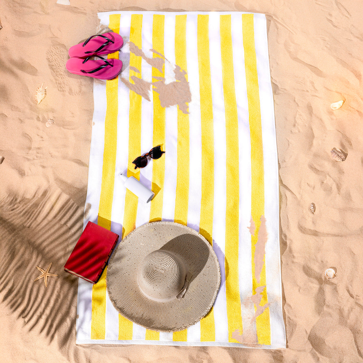 4 Pack Premium Beach Towels, Premium Cotton, Cabana Striped Pool Towels