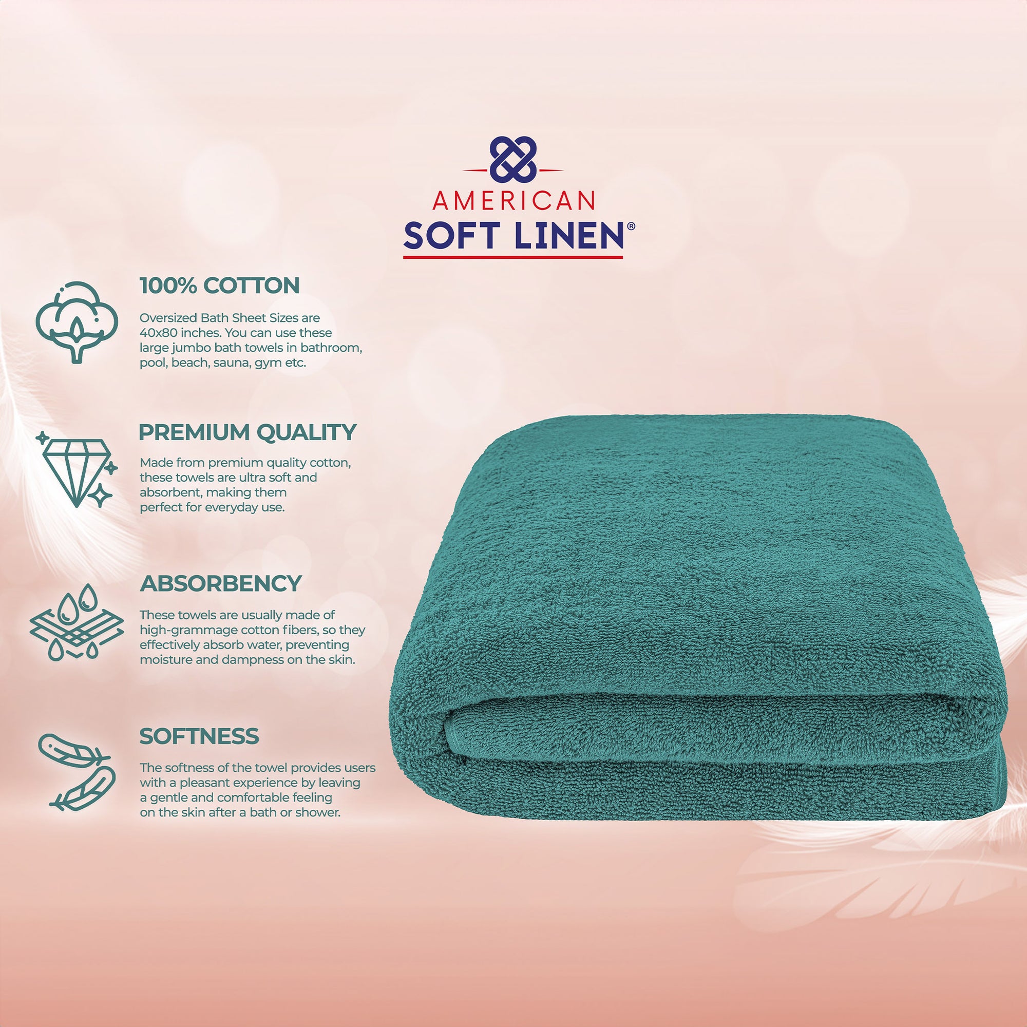 40x80 Inch Oversized Bath Sheet - Extra Large Bath Towel